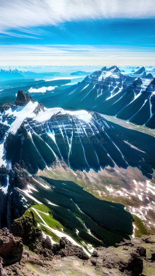 Breathtaking View from a Mountain Summit Illustration Artificial ...