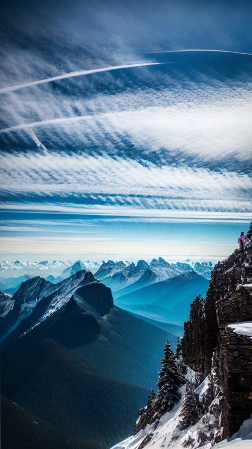 Breathtaking View from a Mountain Summit Illustration Artificial ...
