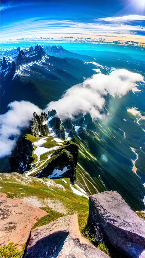 Breathtaking View from a Mountain Summit Illustration Artificial ...