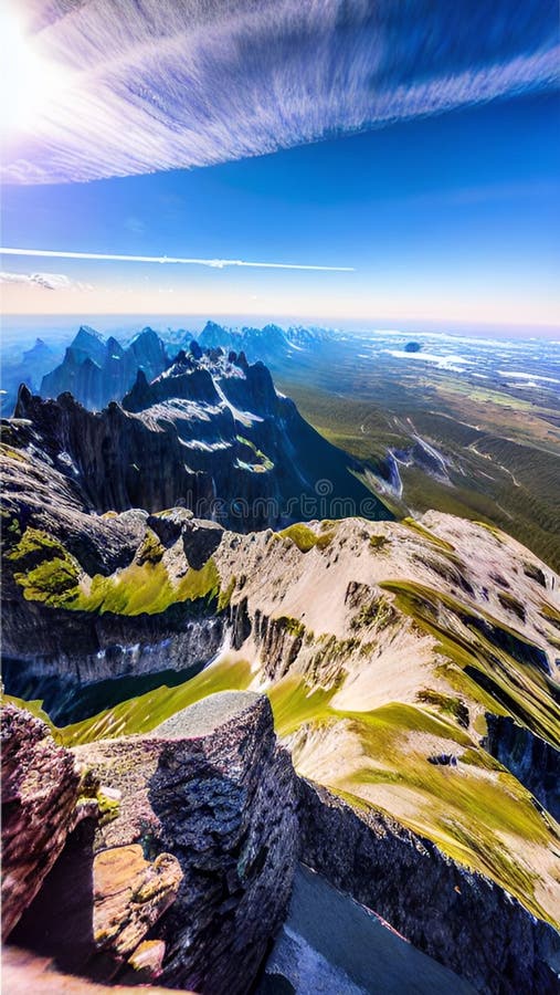 Breathtaking View from a Mountain Summit Illustration Artificial ...