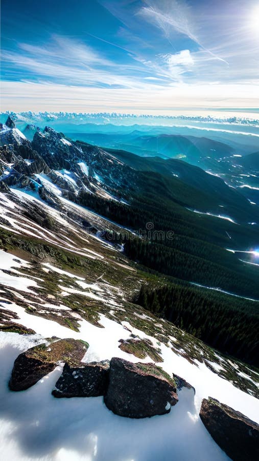 Breathtaking View from a Mountain Summit Illustration Artificial ...