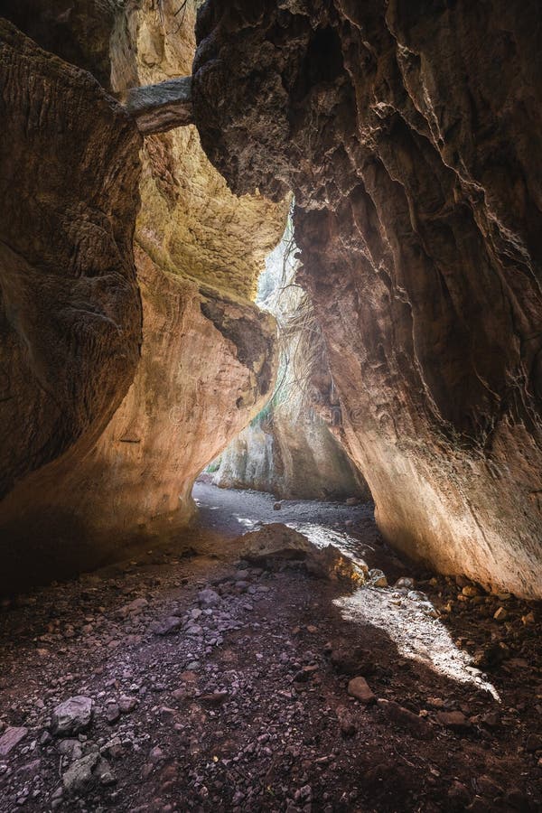 Breathtaking View of the Narrow Path between the Enormous Rocks Stock ...