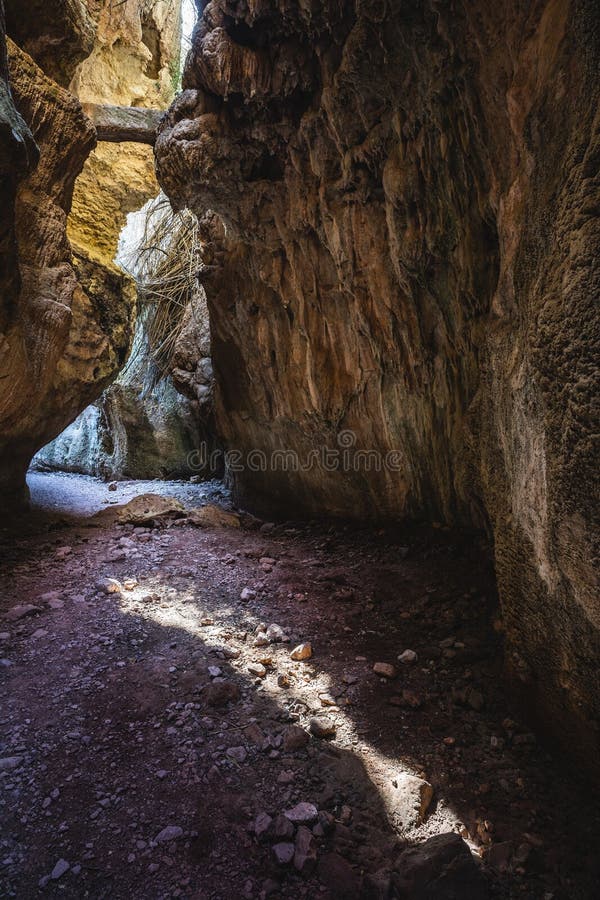 Breathtaking View of the Narrow Path between the Enormous Rocks Stock ...