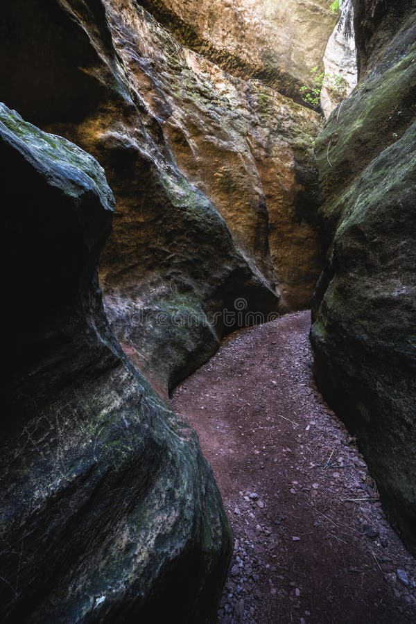 Breathtaking View of the Narrow Path between the Enormous Rocks Stock ...