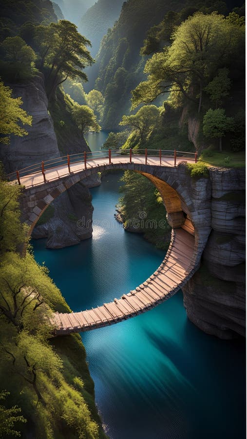 Breathtaking View of a Natural Arch Bridge Illustration Artificial ...