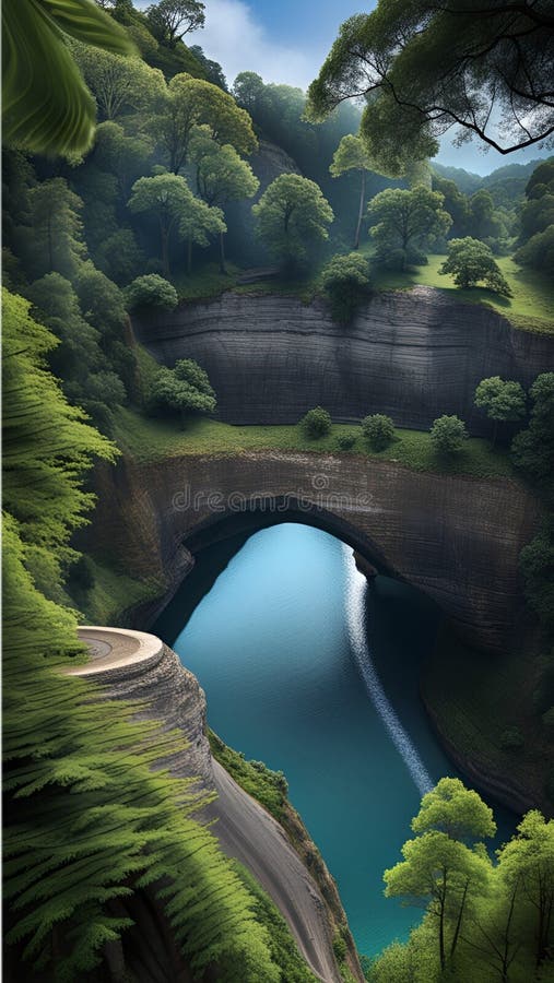 Breathtaking View of a Natural Arch Bridge Illustration Artificial ...