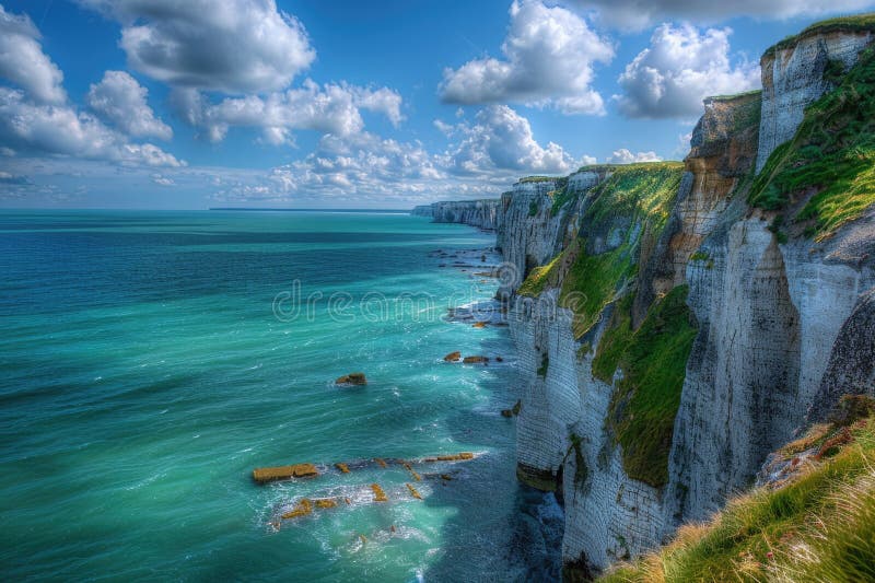A Breathtaking View of the Ocean from a Cliff, Perfect for Travel or ...