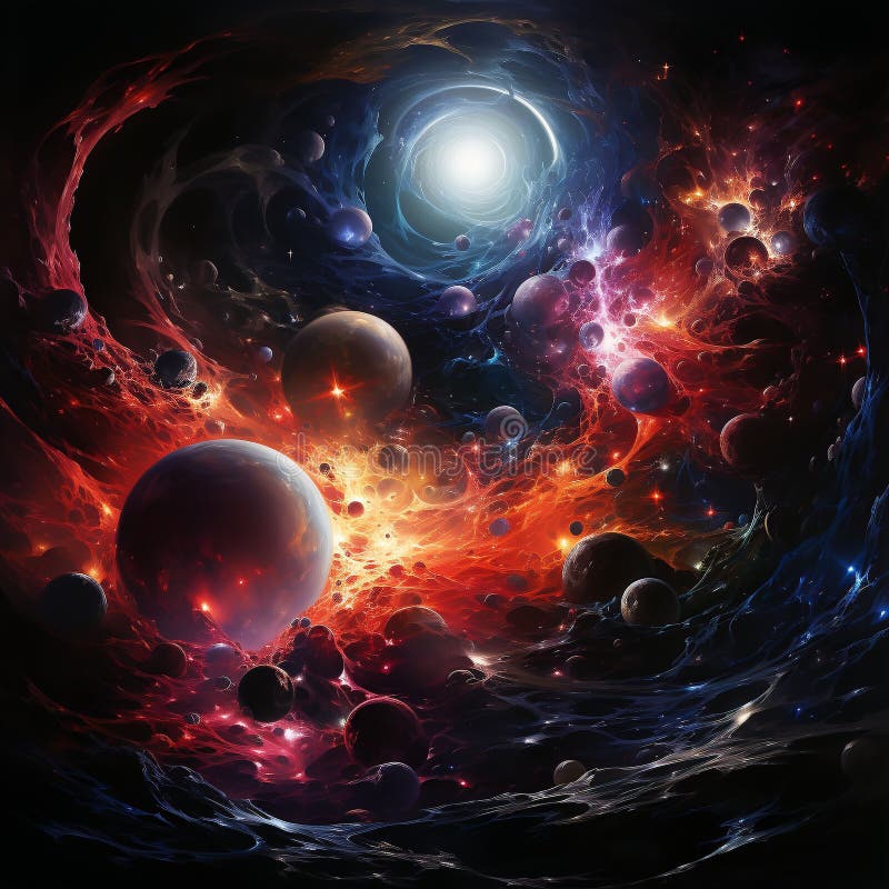 A Breathtaking View of the Outer Space with Multiple Planets in the ...