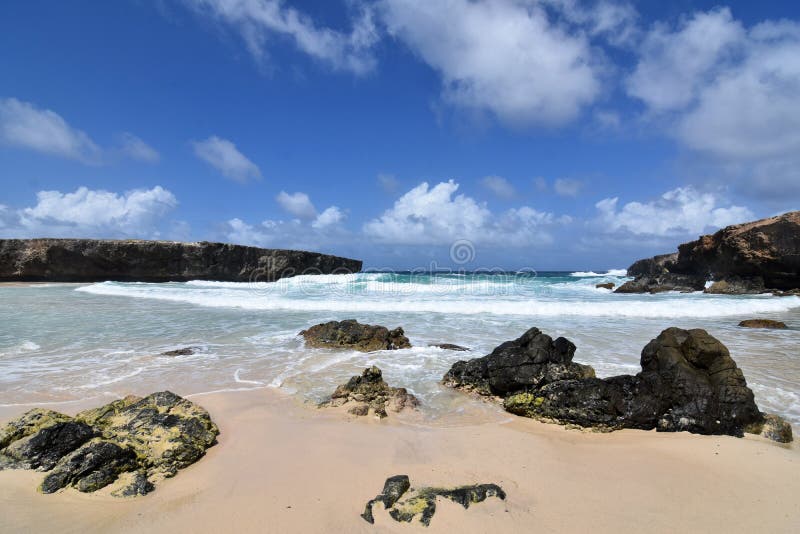 Breathtaking View of a Remote Sandy Beach in Aruba Stock Photo - Image ...