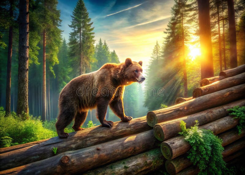 A Breathtaking View of a Rustic Log Cabin Under Construction Natures ...