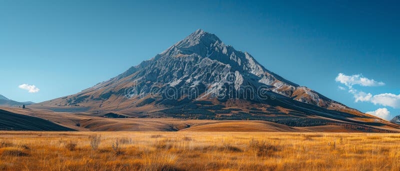 Breathtaking View of a Single Mountain Peak Against a Backdrop of a ...