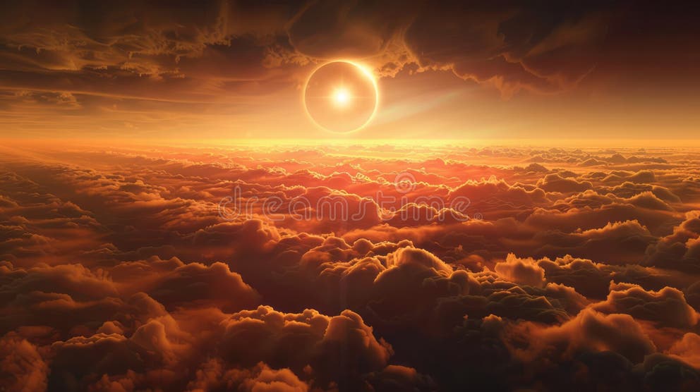 Breathtaking View of Solar Eclipse Above Clouds Stock Illustration ...