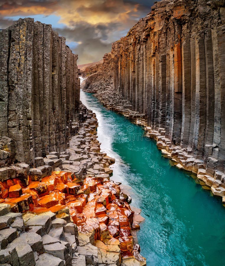 Studlagil Basalt Canyon, Iceland Stock Photo - Image of mount ...