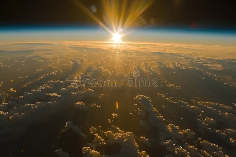 A Breathtaking View of the Sun Setting Over a Layer of Clouds, As Seen ...