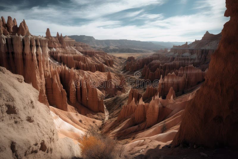 A Breathtaking View of a Valley Surrounded by Natural Rock Formations ...