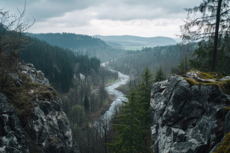 River view from high cliff stock photo. Image of current - 382079470