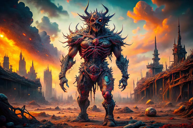 PostApocalyptic Landscape a Twisted Fusion of Cyborg Demon and Infected ...