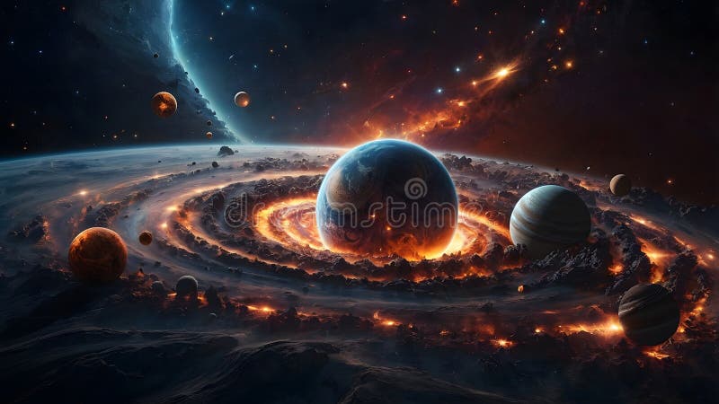Stunning Cosmic Panorama Featuring Planets and Swirling Galaxies in the ...