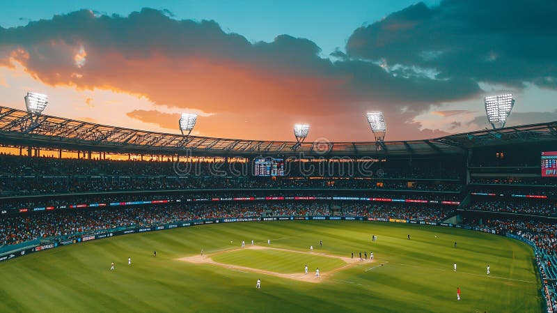 Breathtaking Wide-angle Shot of a Stadium at Sunset Capturing the ...