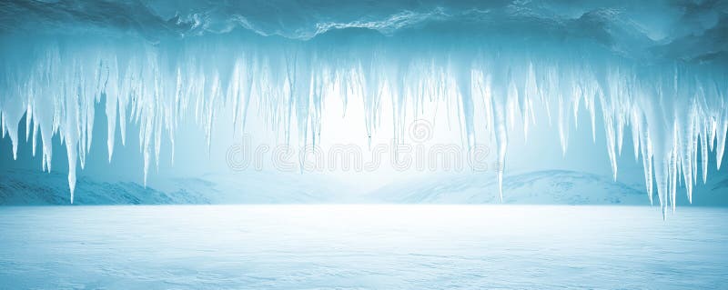 Breathtaking Winter Scene: Thick Ice Ceiling Adorned with Sharp Icicles ...