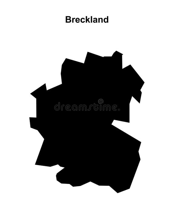 Breckland outline map stock vector. Illustration of cartography - 371641869