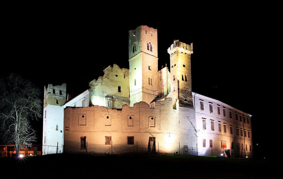 Breclav Castle in night stock image. Image of tourist - 13789535