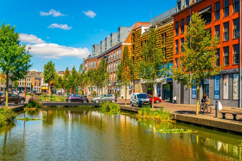 BREDA, NETHERLANDS, AUGUST 5, 2018: View of a Channel in the Center of ...
