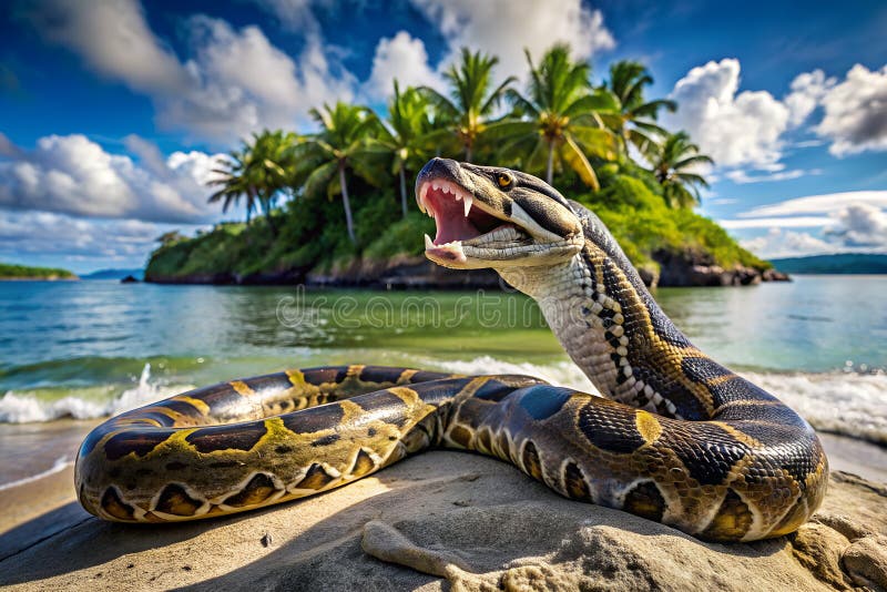 Bredls Python angry island stock illustration. Illustration of ...