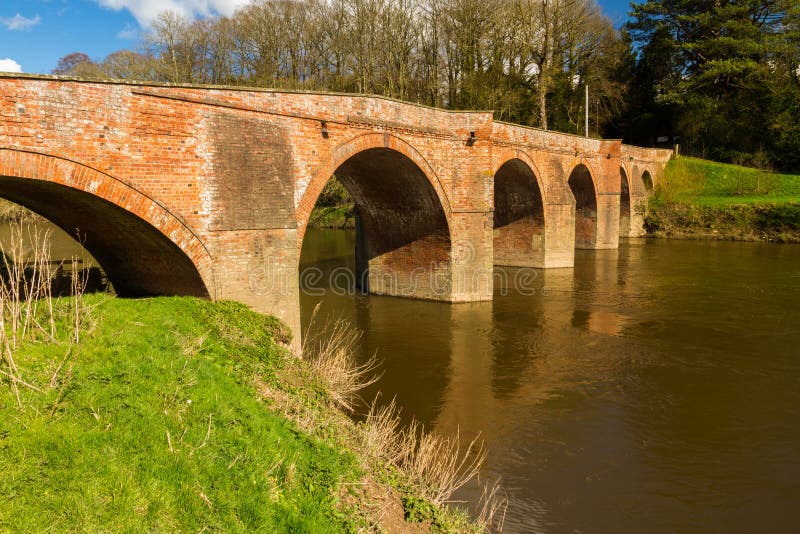 Bredwardine Bridge, Red Brick Crossing River Wye Stock Image - Image of ...