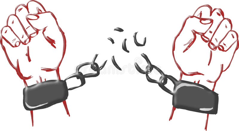 Verbreek de ketenen stock illustratie. Illustration of opstand - 87977515