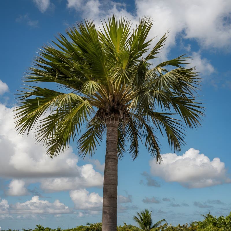 Breezy Elegance: Queen Palm Dancing in the Wind Under a Dramatic Sky ...