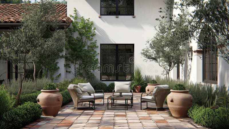 Breezy Mediterranean Terrace Stock Illustration - Illustration of book ...