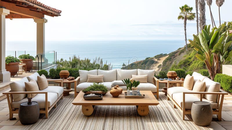 Breezy Mediterranean Terrace Stock Illustration - Illustration of ...