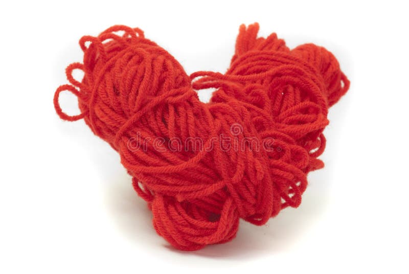 Close-up Van Verwarde Rode Wol Op Witte Achtergrond Stock Foto - Image ...