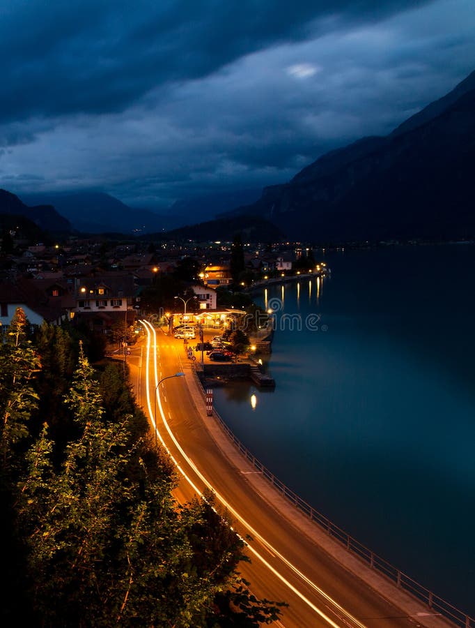 Breinz night panorama stock photo. Image of long, shore - 26599316