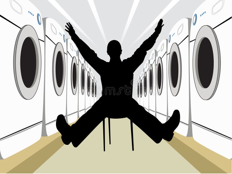 Breiter Mann Auf Stuhlschattenbild Mit Scheibevektor Vektor Abbildung ...