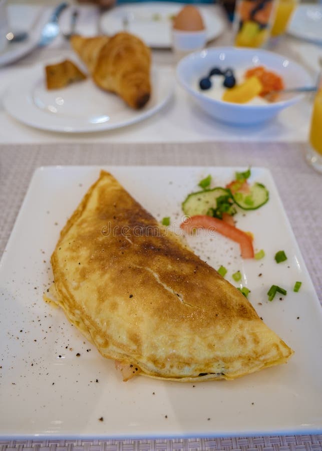 Brekafast Table, Luxury Breakfast Buffet Table, Fruit and Egs on Table ...