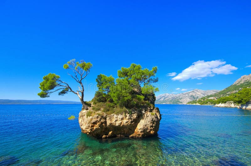 Beach In Brela To Makarska Riviera, Dalmatia, Croatia Stock Image ...