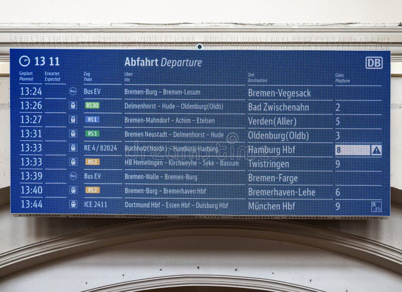 Bremen, Germany - Digital Timetable at the Main Railway Station ...