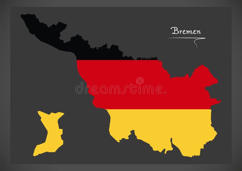 Bremen Map with German National Flag Illustration Stock Vector ...