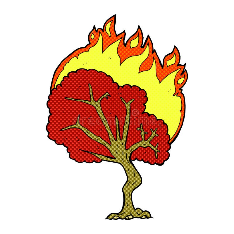 Brennender Baum Der Komischen Karikatur Stock Abbildung - Illustration ...