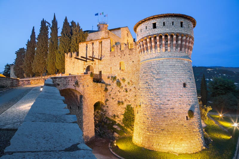 Brescia - the Castle at Dusk. Stock Photo - Image of fort, italy: 72986990