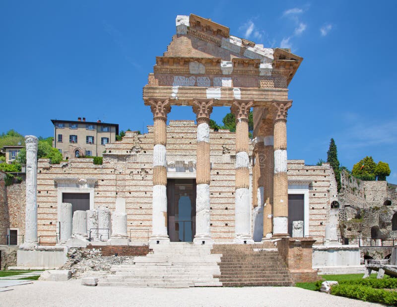 Brescia - the Roman Ruins of Capitolium Stock Photo - Image of ancient ...
