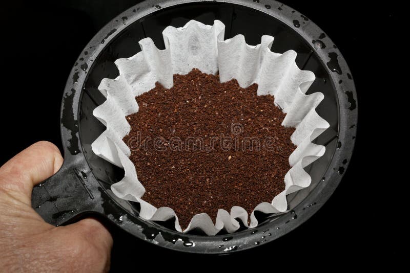 Brew Basket with Fresh Ground Coffee Stock Image - Image of java, fresh ...