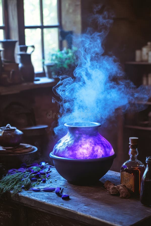 Brew a Potion Day Mystical Potion Brewing Scene in Rustic Kitchen with ...