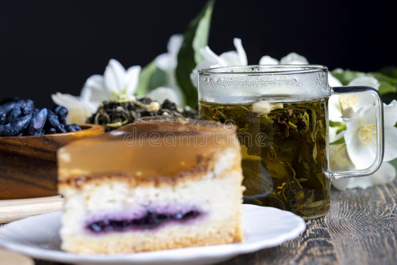 Brewed Green Tea with Jasmine on the Table Stock Photo - Image of ...