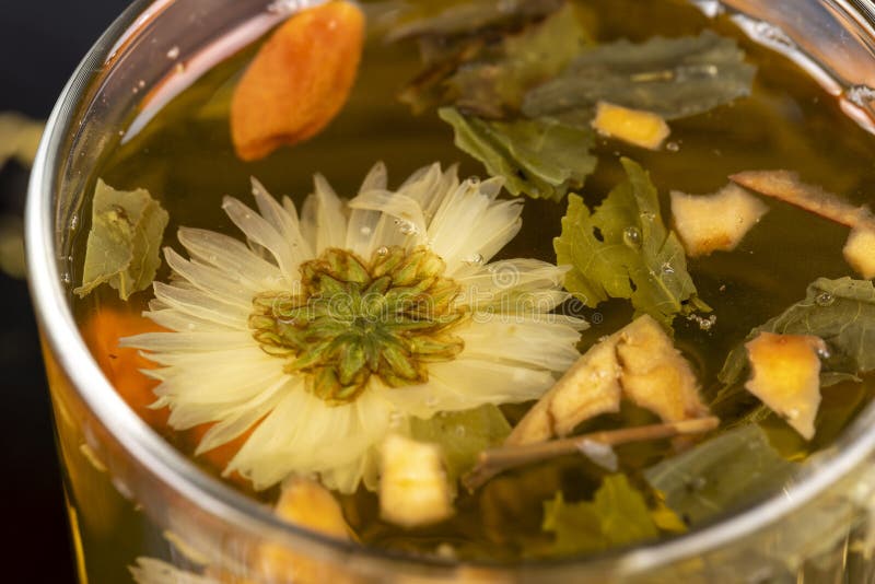 Brewed with Hot Water Tea Leaves of Green Tea Stock Photo - Image of ...