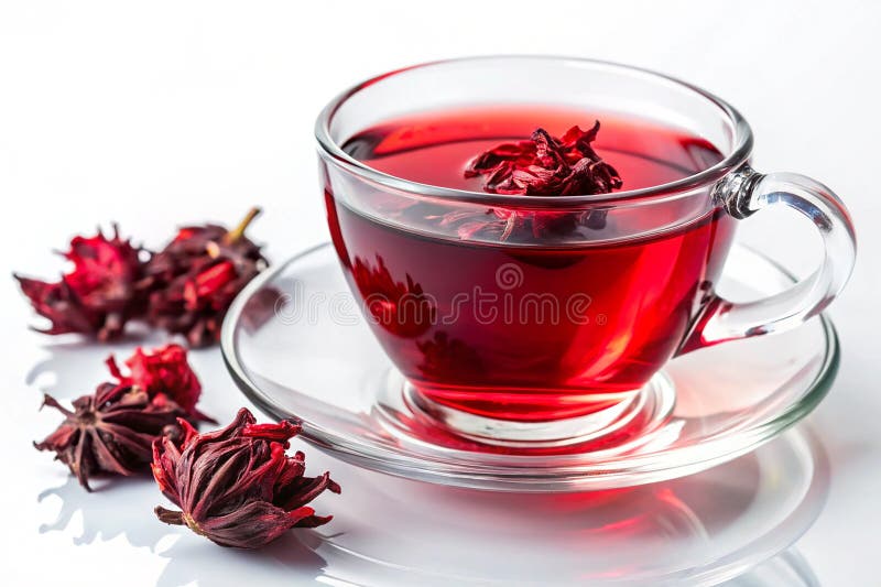 Brewed Roselle Tea â€ Bright Ruby-Red Herbal Infusion in a Clear Teacup ...