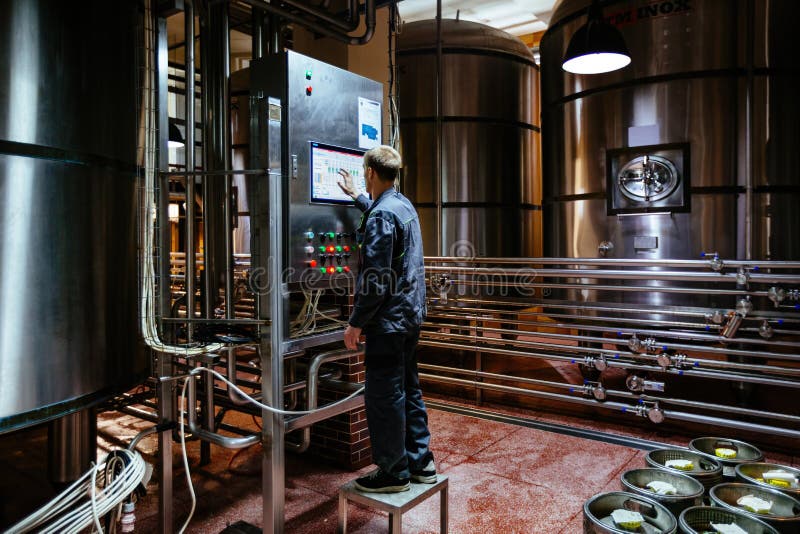 Brewer with CNC Machine for Control of Brewing Process Editorial Stock ...