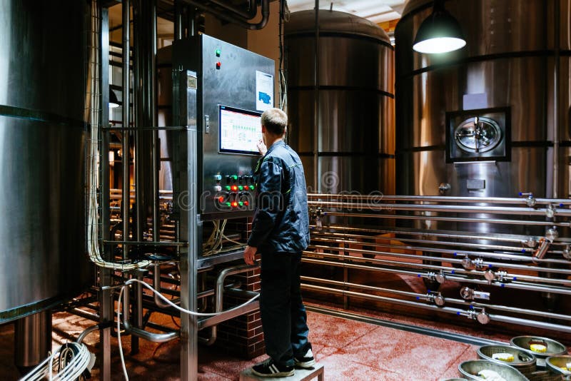 Brewer with CNC Machine for Control of Brewing Process Editorial Stock ...